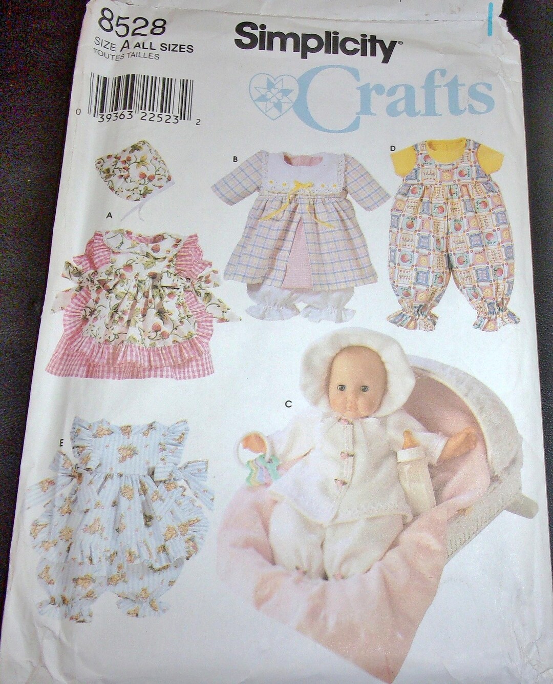 Simplicity Sewing Pattern 8528 Baby Doll Clothes Dress Pinafore Jacket ...