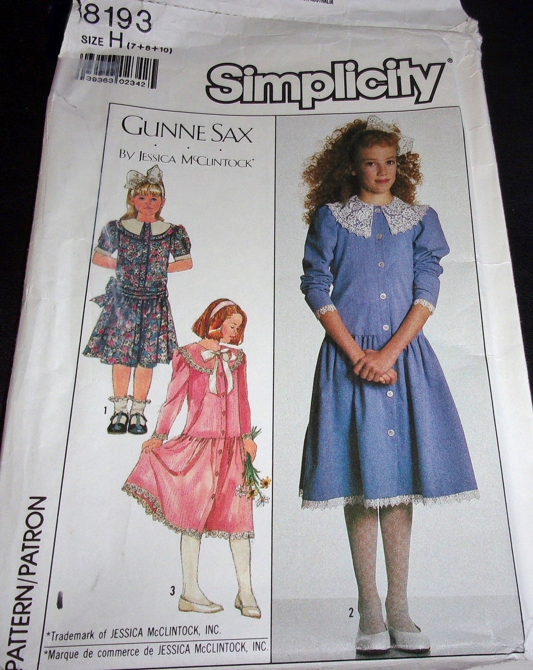 Vtg 1980s Simplicity Gunne Sax Sewing Pattern 8193 Girl's Button Down ...