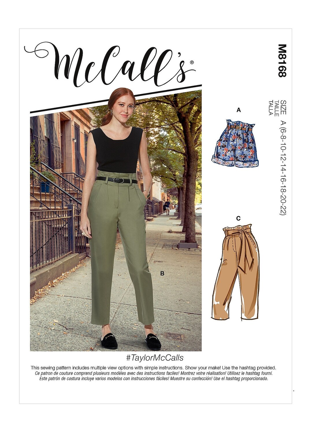 Mccall's Sewing Pattern M8168 Pants Capris Shorts Pockets Belt Carriers ...