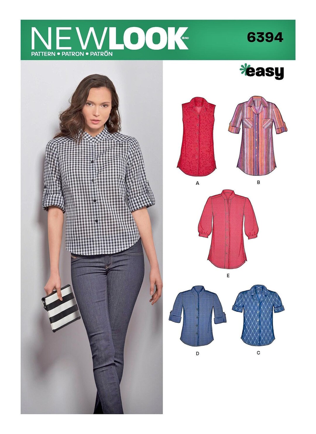 New Look Sewing Pattern 6394 Button Front Shirt Blouse Top Sleeve ...