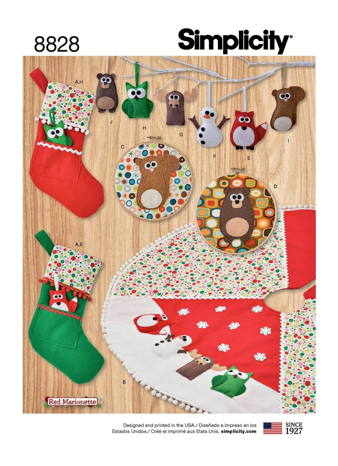 Simplicity Red Marionette Sewing Pattern 8828 Animal Christmas ...