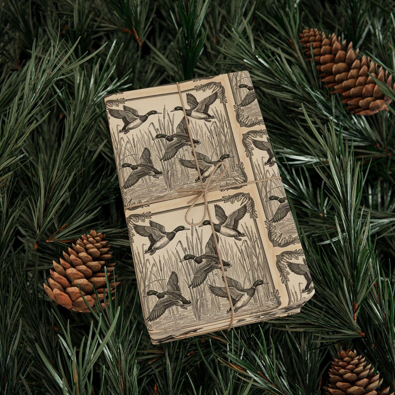Vintage Ducks Wrapping Paper, Hand-drawn Rustic Design - Etsy