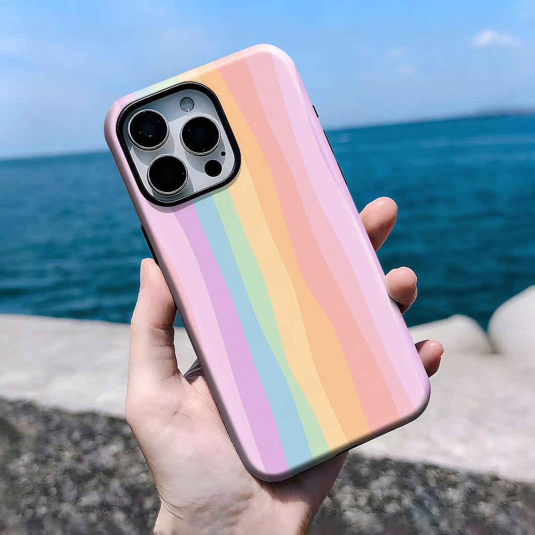 Pastel Rainbow Stripe Phone Case - Sweet Vibrant Cover Compatible With ...