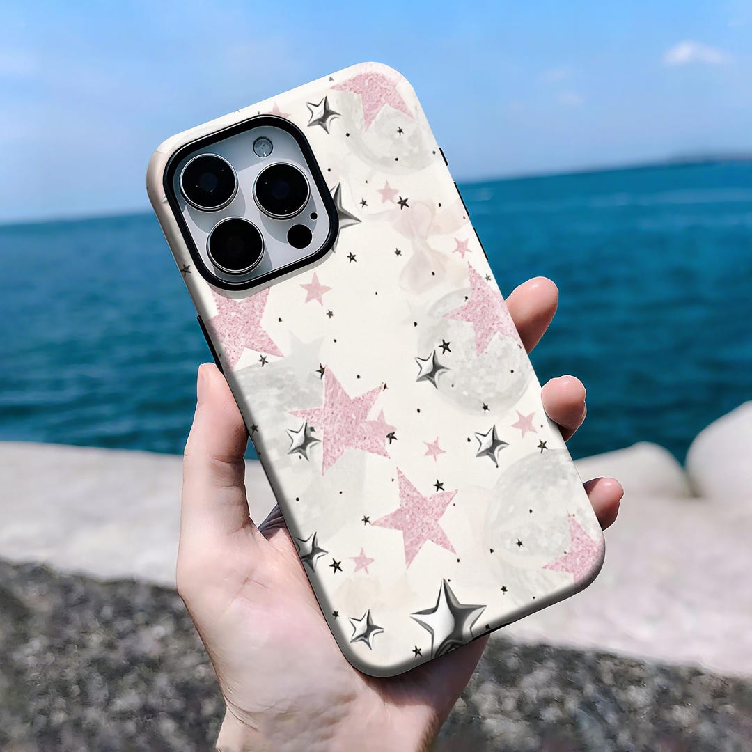 Pink & White Sparkle Star Phone Case,dreamy Girlish,disco Balls,bows ...