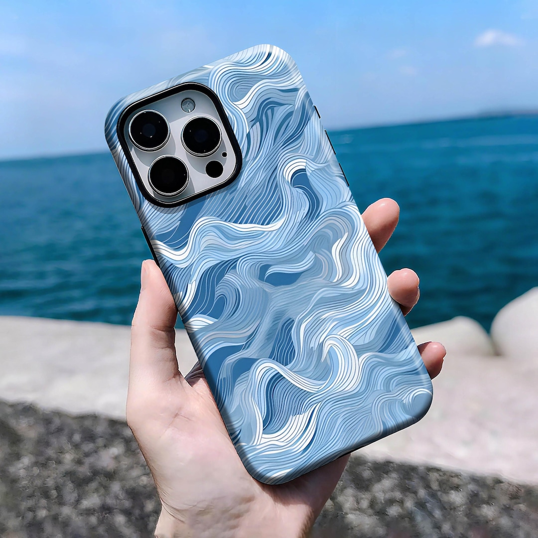 Abstract Blue Pattern iPhone 16e Case, Compatible With iPhone 16, 15 ...