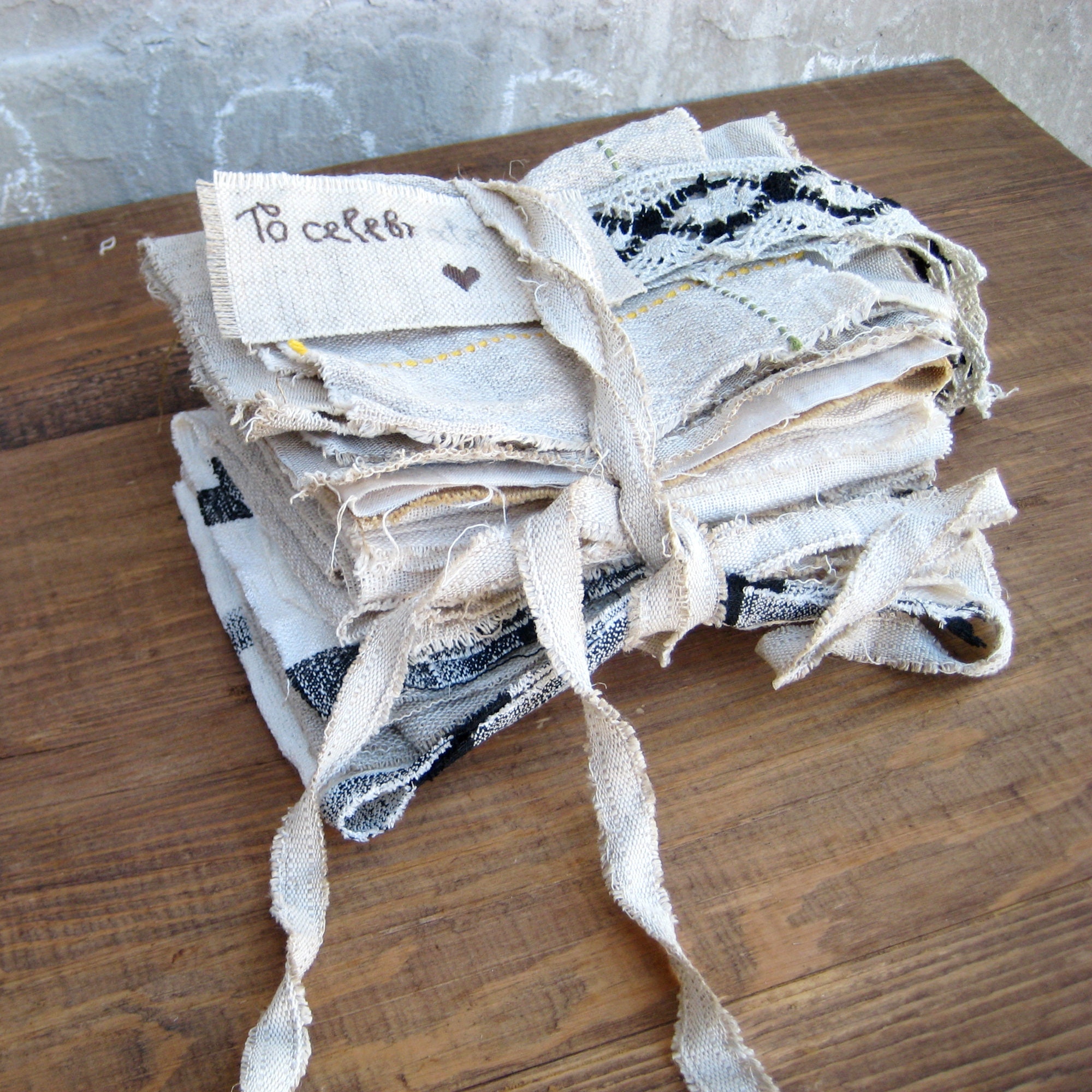 Linen Remnants Bundle, Natural Linen Fabric Scrap, Wrinkled Washed ...