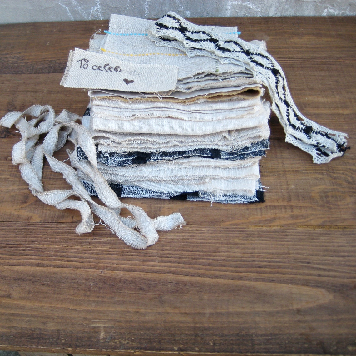 Linen Remnants Bundle, Natural Linen Fabric Scrap, Wrinkled Washed ...