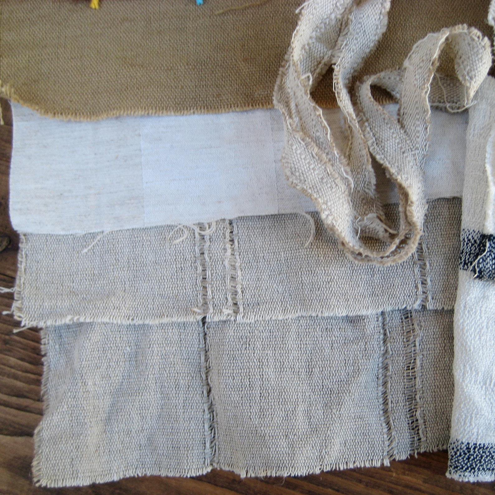 Linen Remnants Bundle, Natural Linen Fabric Scrap, Wrinkled Washed ...