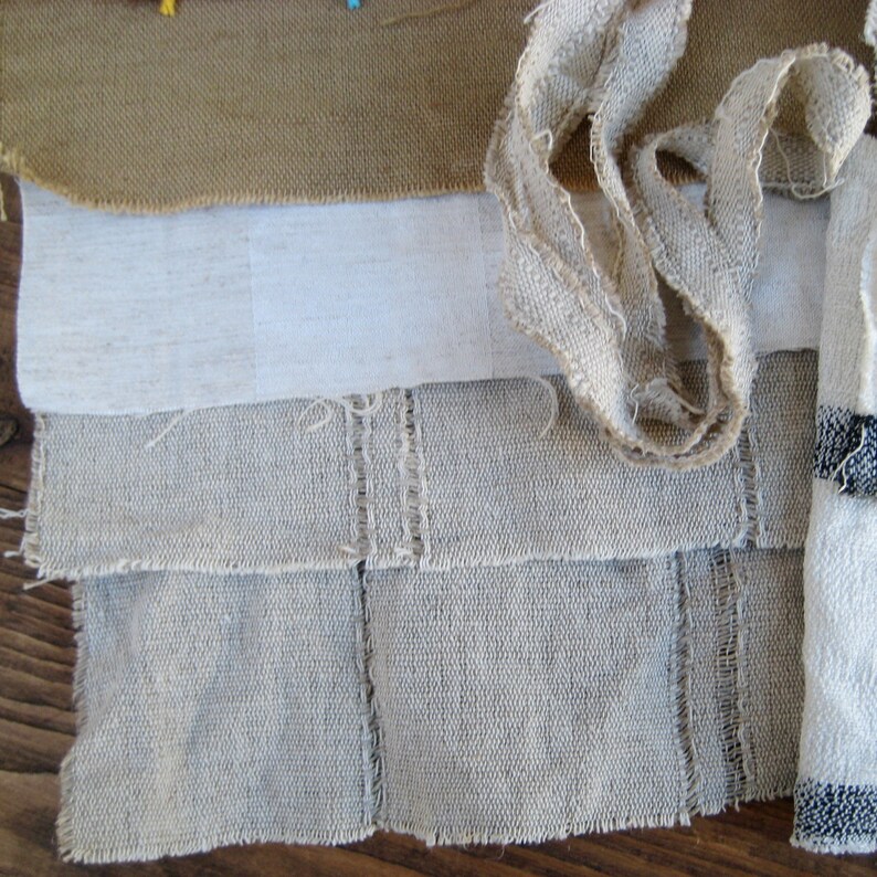 Linen Remnants Bundle, Natural Linen Fabric Scrap, Wrinkled Washed ...
