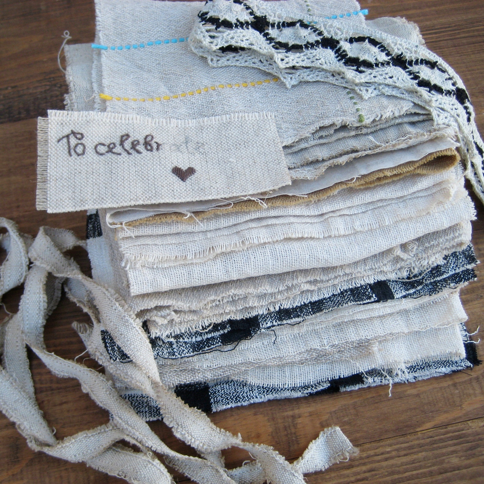 Linen Remnants Bundle, Natural Linen Fabric Scrap, Wrinkled Washed ...