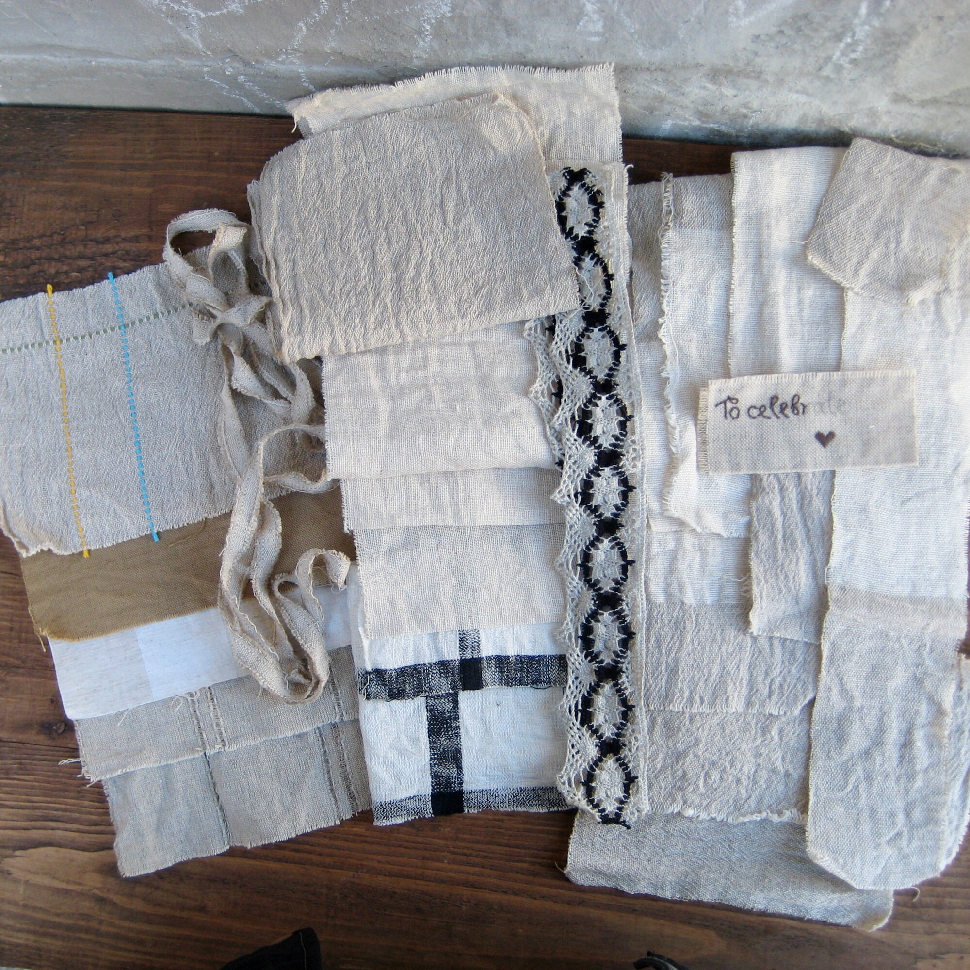 Linen Remnants Bundle, Natural Linen Fabric Scrap, Wrinkled Washed ...