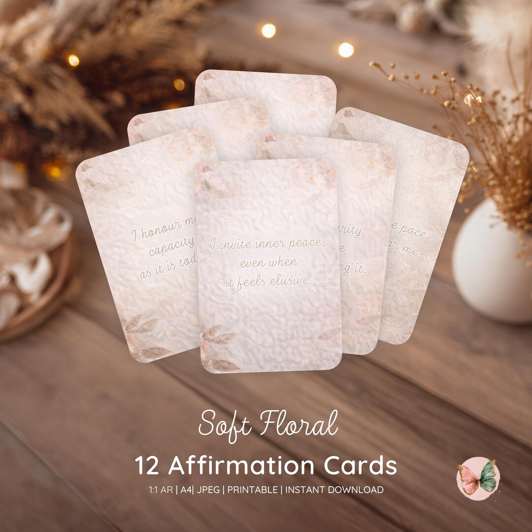 Soft Floral Affirmation Cards | Gentle Daily Affirmations | Printable ...