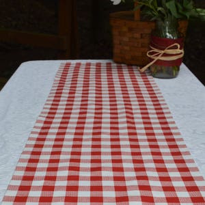 Table Runner . Red and White Plaid Table Runner . Picnic Table Runner ...