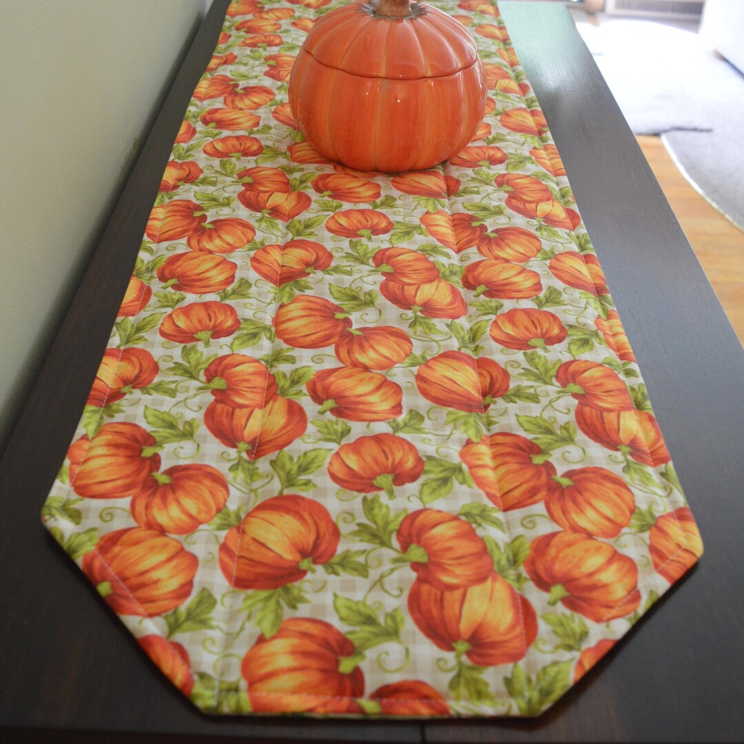 Fall Table Runner – Pumpkins / Reversible Winter Cardinals Quilted ...