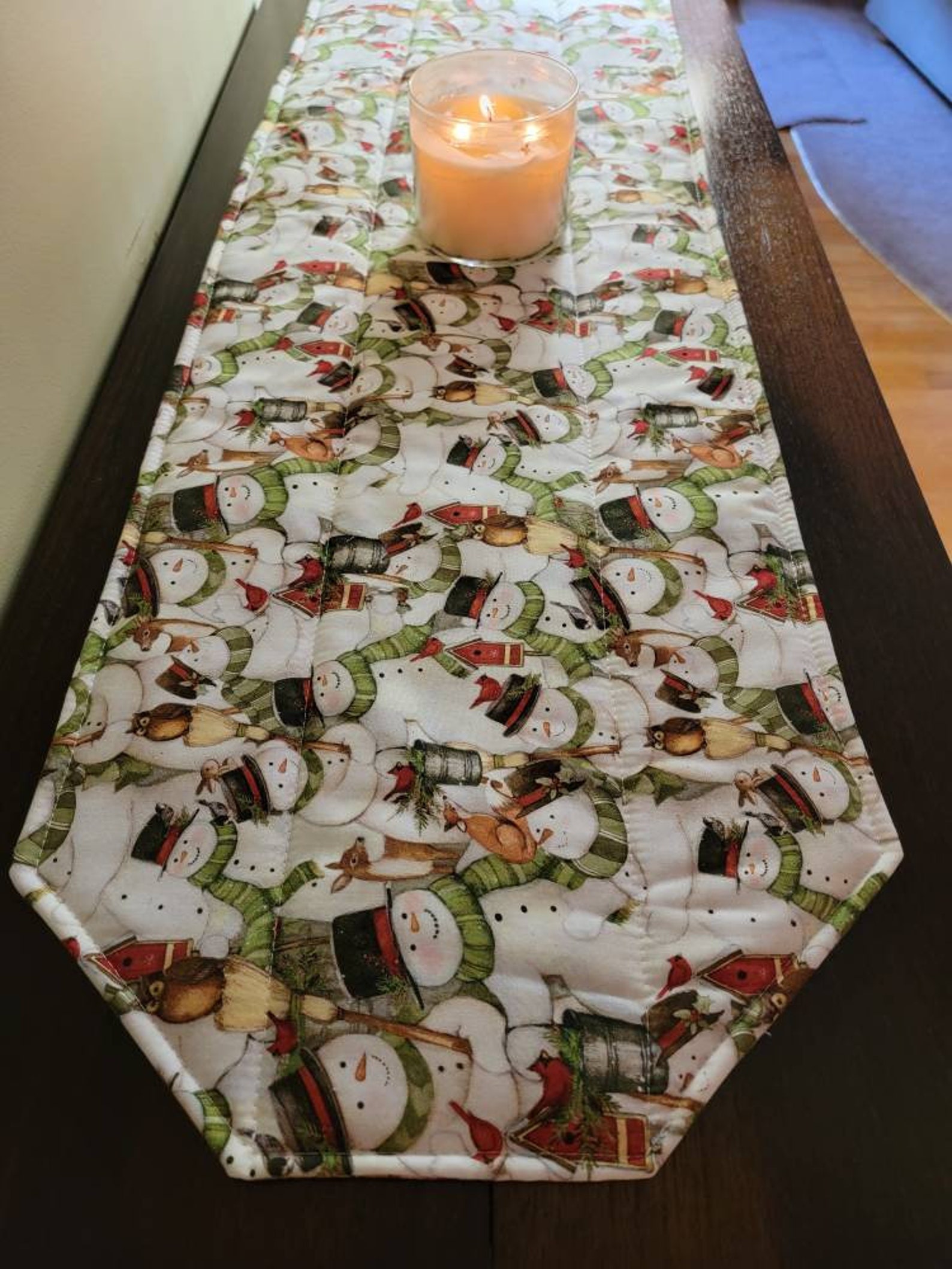 Quilted Table Runner . Winter Christmas and Valentine's Day ...