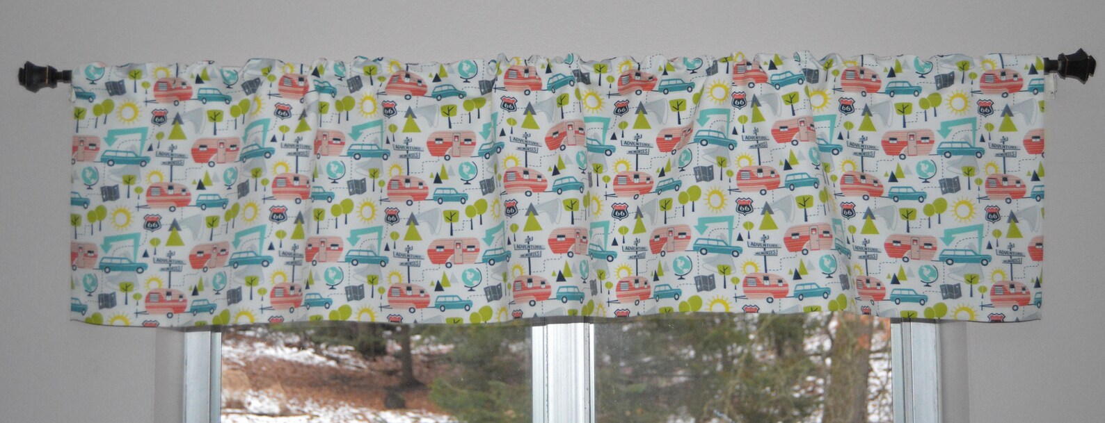 Retro Camping Valance . Mid Century Trailer Curtains . Camper Atomic ...