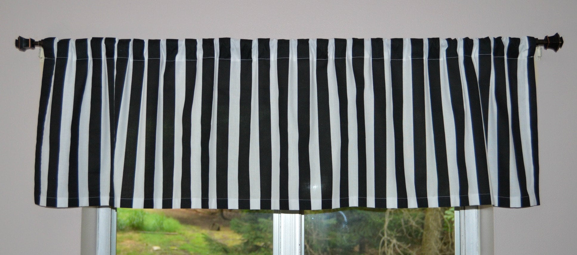 Black and White Stripe Kitchen Valance . Black Stripe Curtain - Etsy 日本
