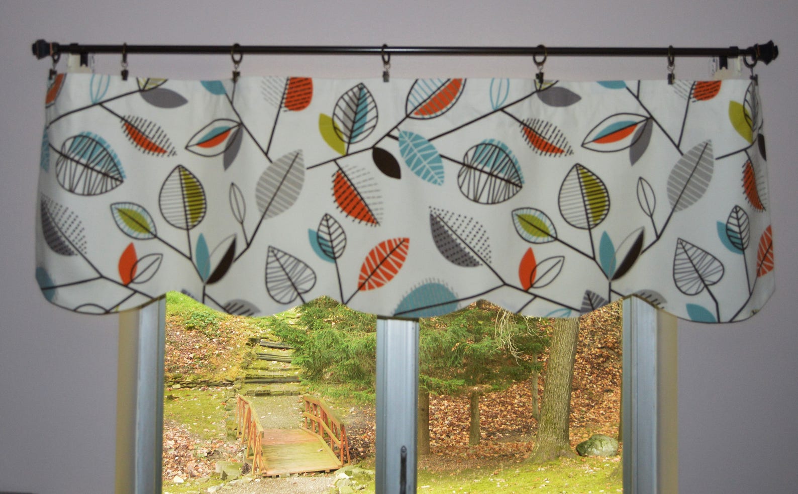 Leaf Valance . Scalloped Covington Carson . Kitchen Curtains . - Etsy