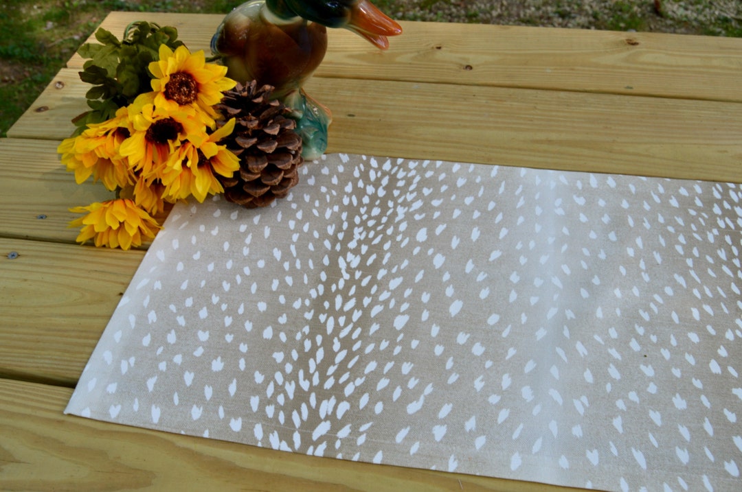 Fawn Table Runner and Fawn Pillow Covers . Rustic Nature Centerpiece ...