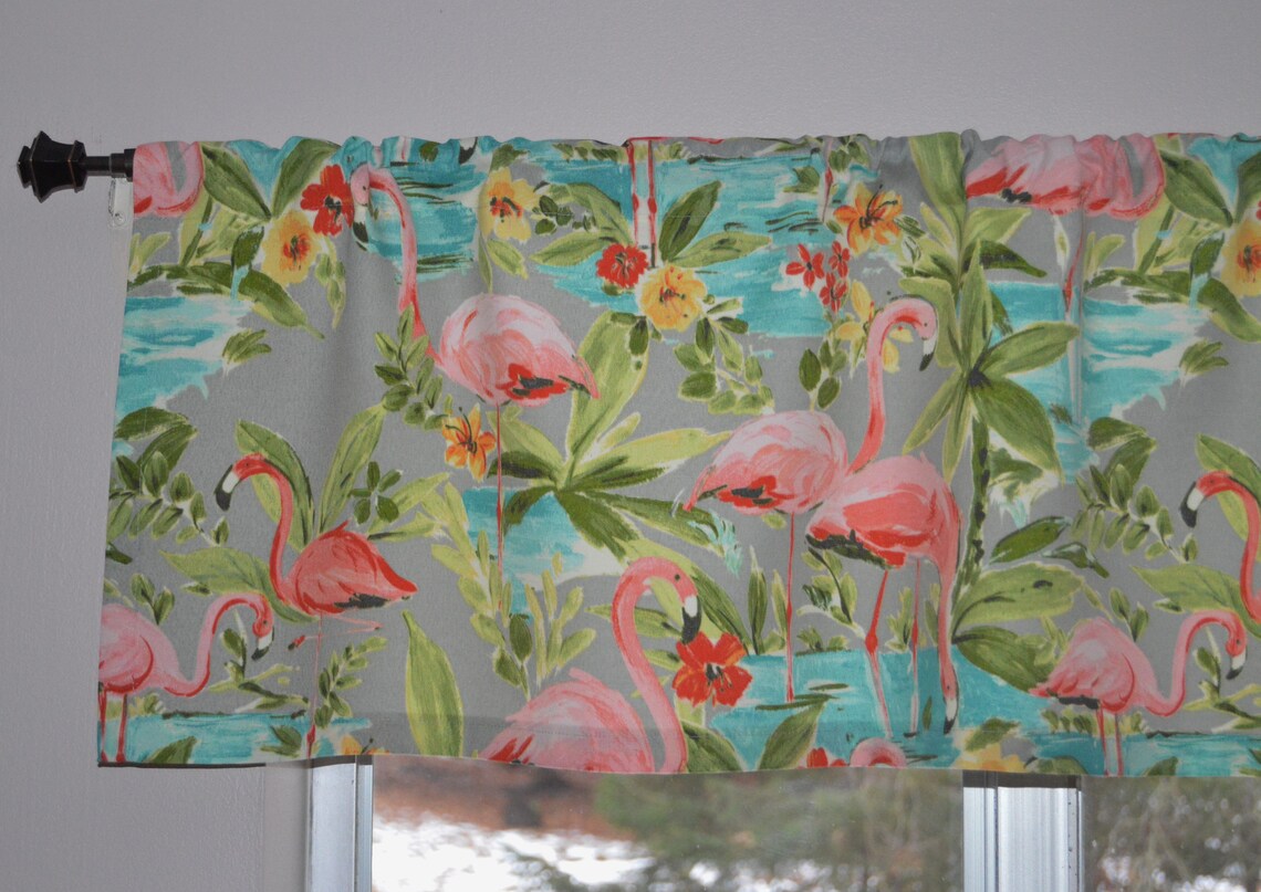 Flamingo Valance . Flamingo Curtain . Tropical Valance . Beach | Etsy