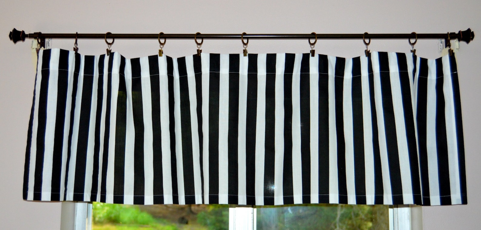 Black and White Stripe Kitchen Valance . Black Stripe Curtain | Etsy