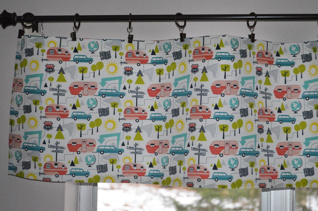 Retro Camping Valance . Mid Century Trailer Curtains . Camper Atomic ...