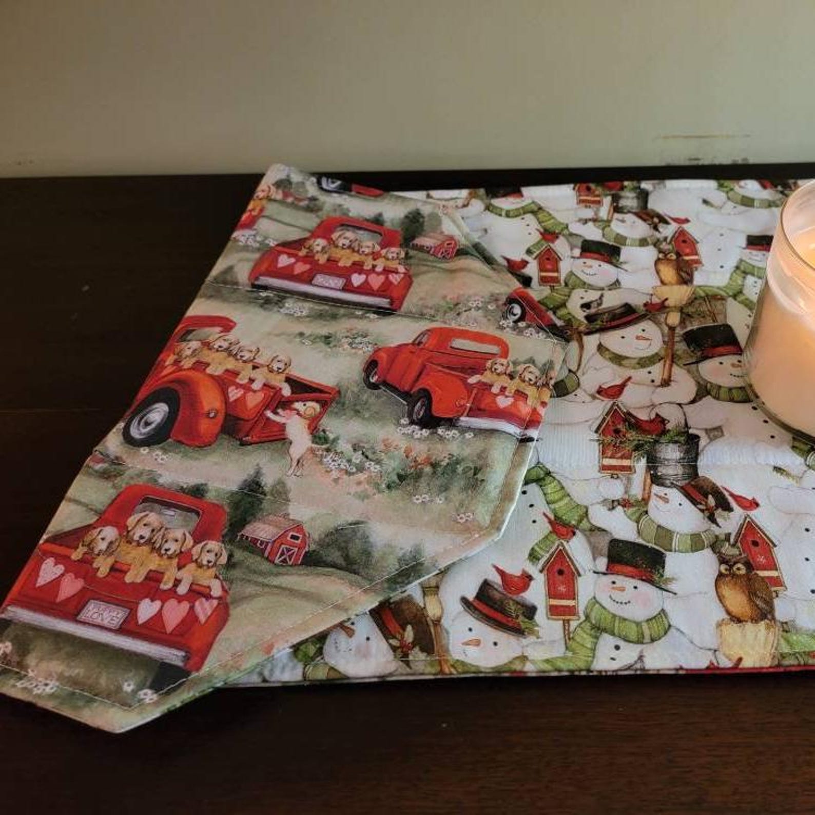 Quilted Table Runner . Winter Christmas and Valentine's Day ...