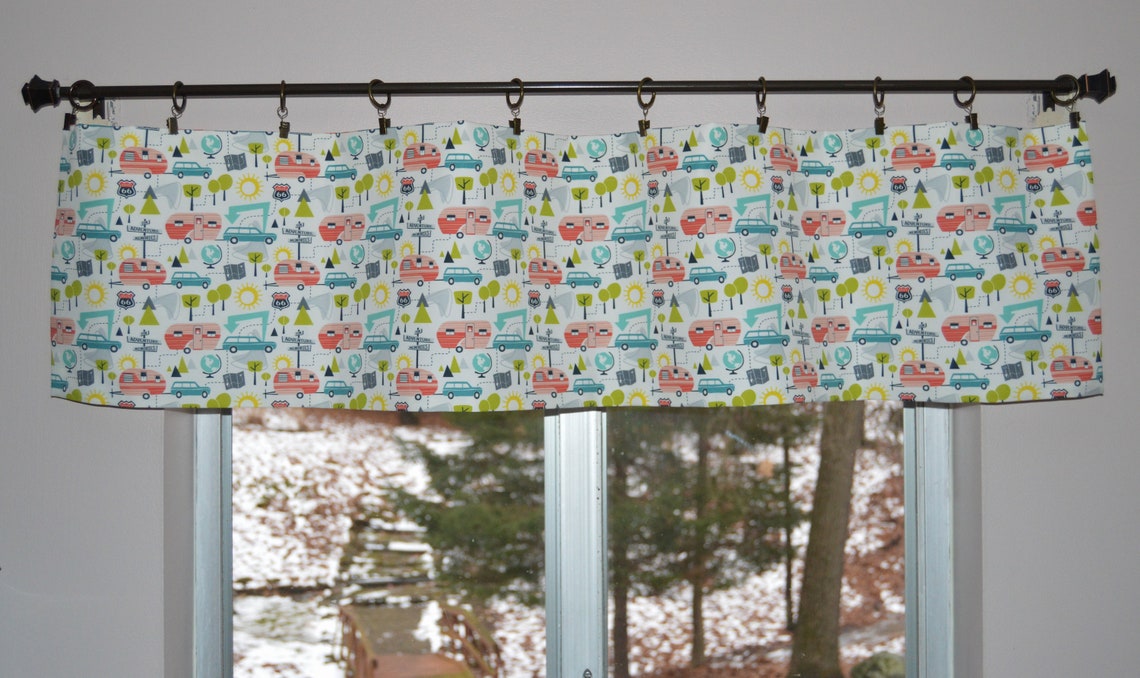 Retro Camping Valance . Mid Century Trailer Curtains . Camper Atomic ...