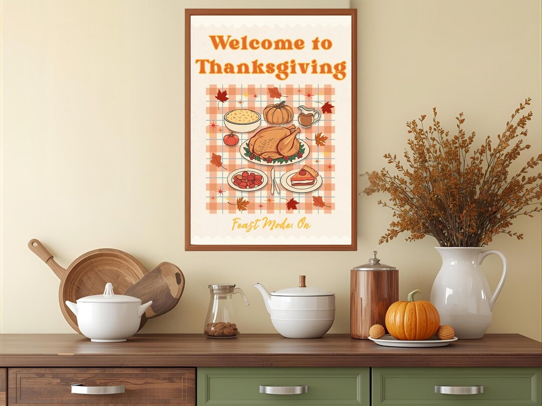 Welcome to Thanksgiving Printable Wall Art | Retro Holiday Party Decor ...