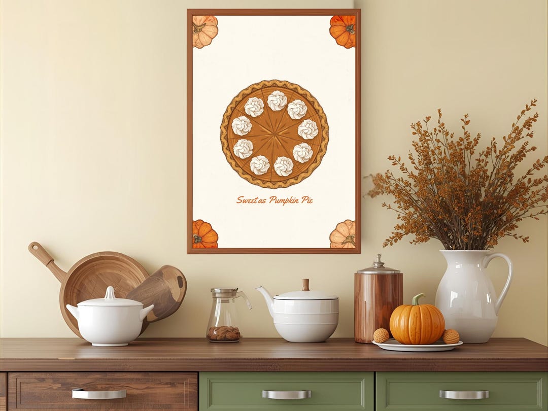 Sweet as Pumpkin Pie Printable Art | Retro Fall Kitchen Print ...