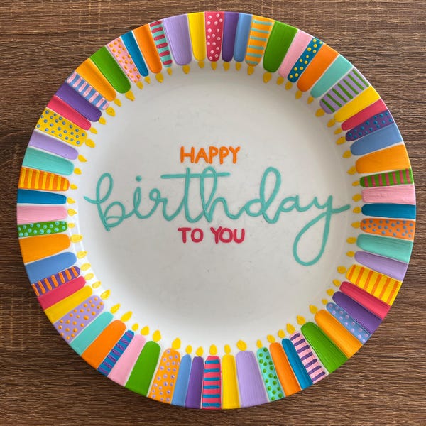 Happy Birthday Plate - Etsy