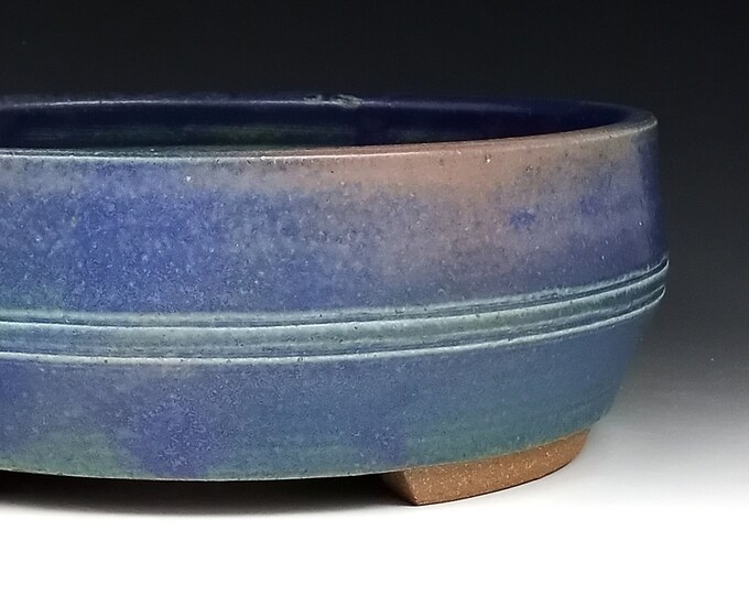 Round Bonsai Pot With Barium Blue Glaze - Etsy