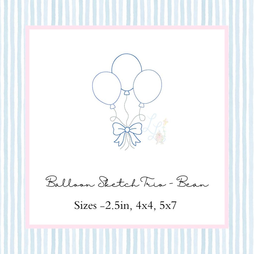 Balloon Trio With Bow Bean Stitch Machine Embroidery Design - Etsy
