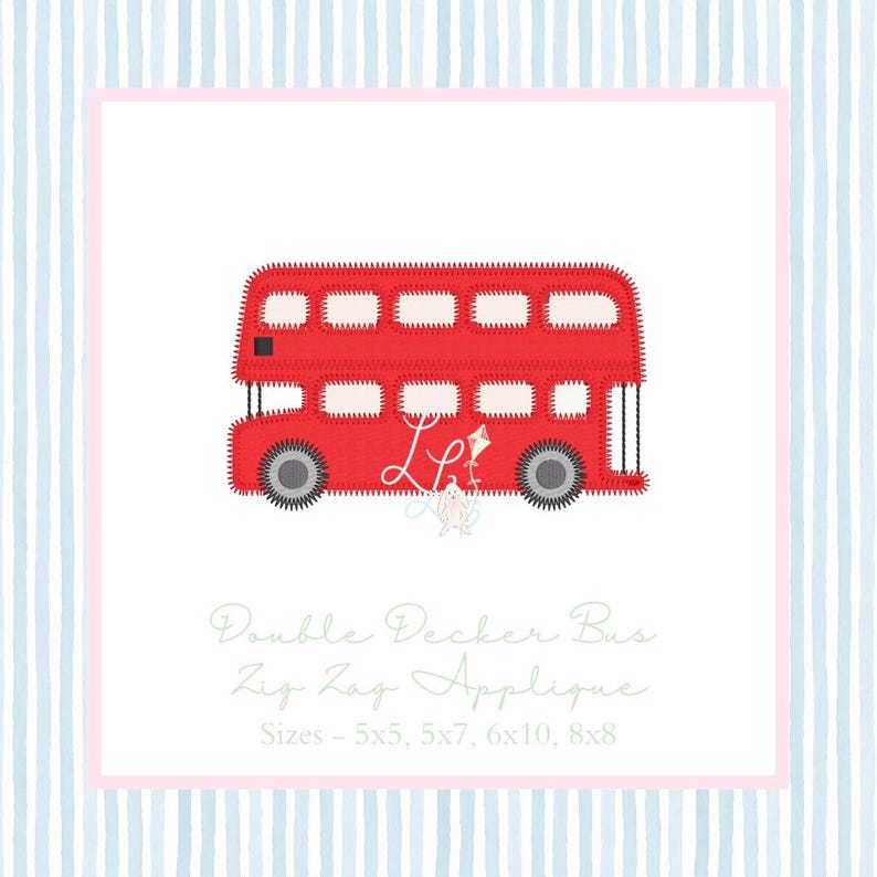 Double Decker Bus Zig Zag Applique Machine Embroidery Design - Etsy
