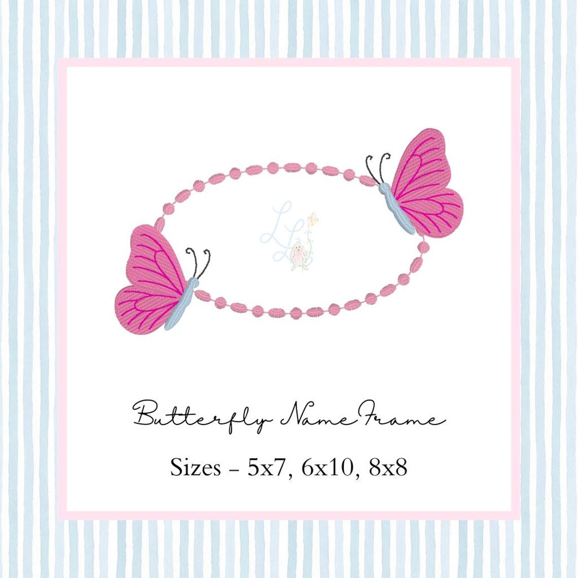 Butterly Name Frame Machine Embroidery Design - Etsy
