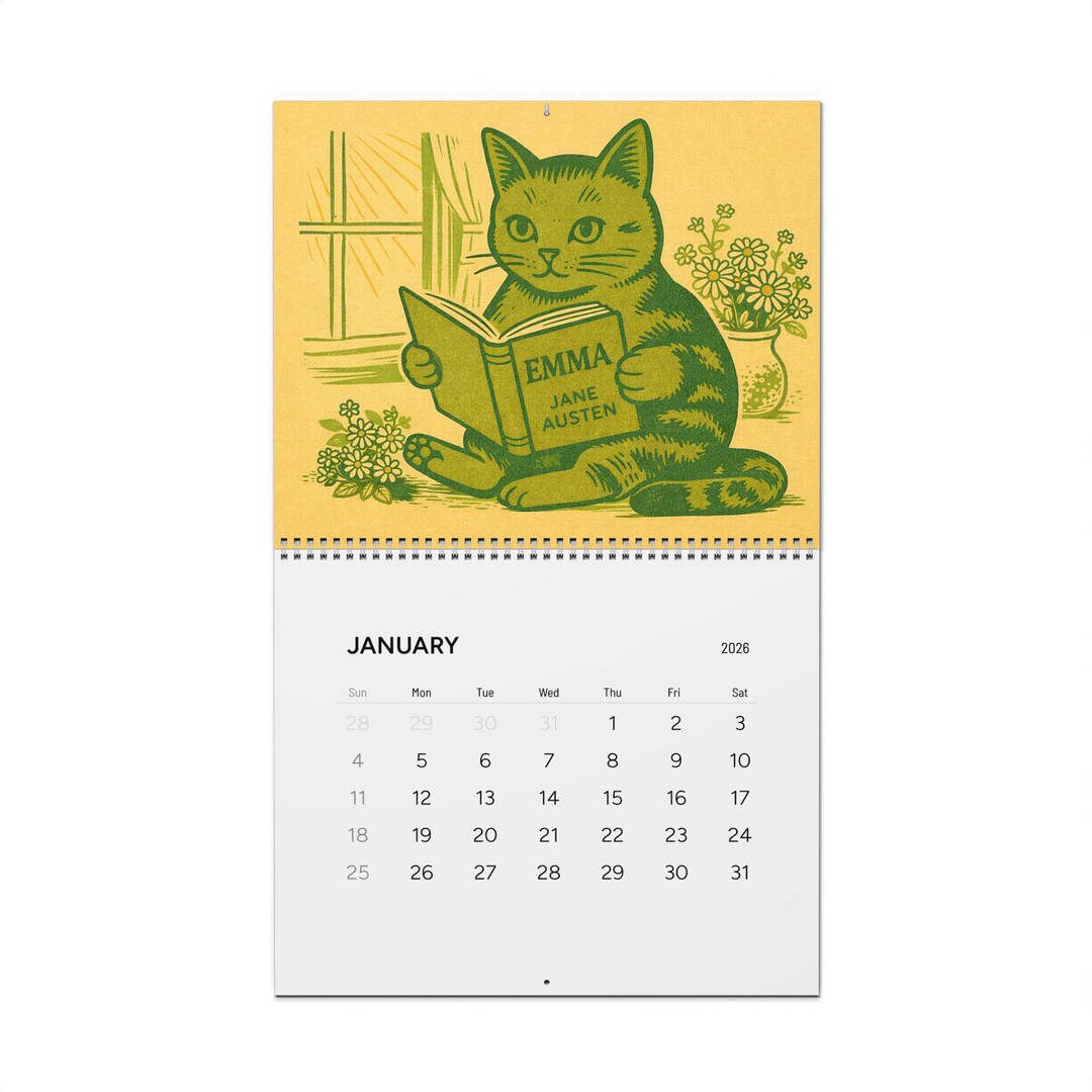 Vintage Bookish Cats Wall Calendar 2026 | Jane Austen & Classic ...