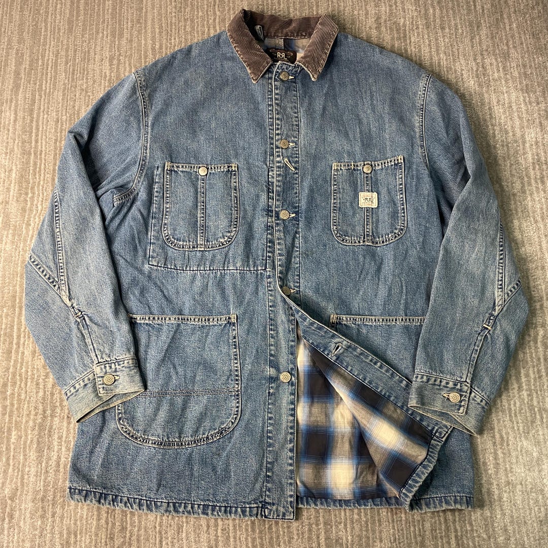 RRL Ralph Lauren Denim Chore Jacket Medium | Vintage Workwear Barn Coat ...