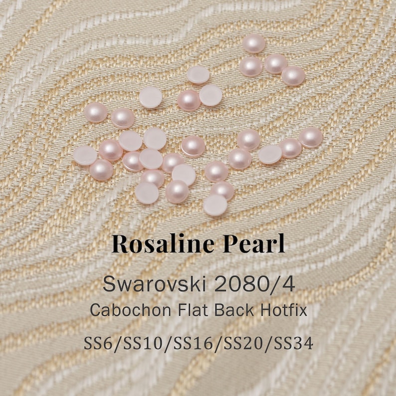 Swarovski 2080/4 Rosaline Pearl Cabochon Flat Back Hotfix Rhinestones ...