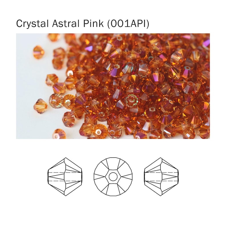 Swarovski 5328 Crystal Astral Pink Xilion Bicone Beads, Genuine ...