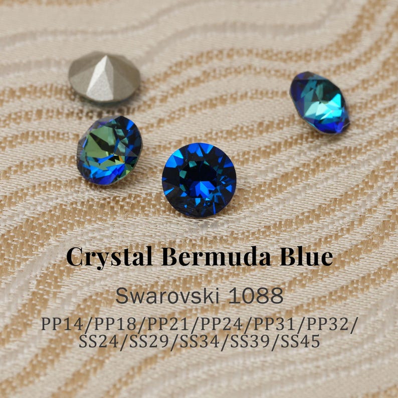 Swarovski 1088 Crystal Bermuda Blue 001BB XIRIUS Chaton Pointed Back ...