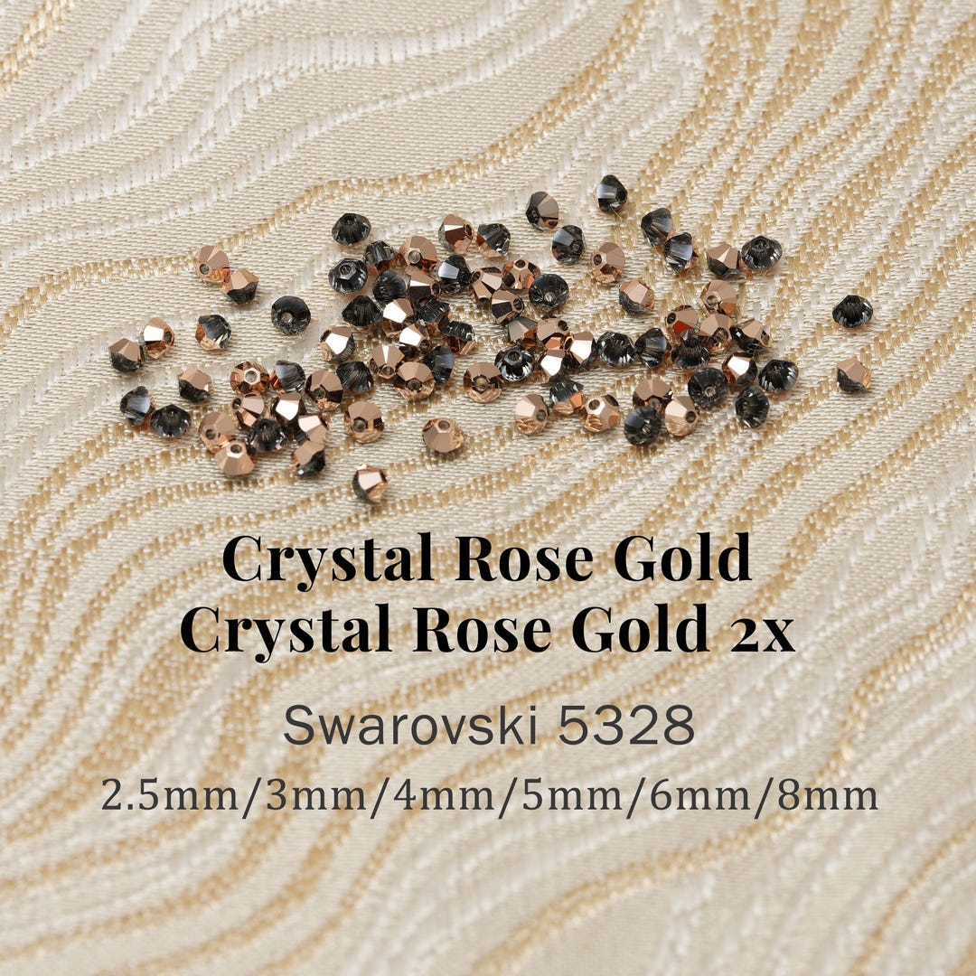 Swarovski 5328 Crystal Rose Gold & Crystal Rose Gold 2x Xilion Bicone ...