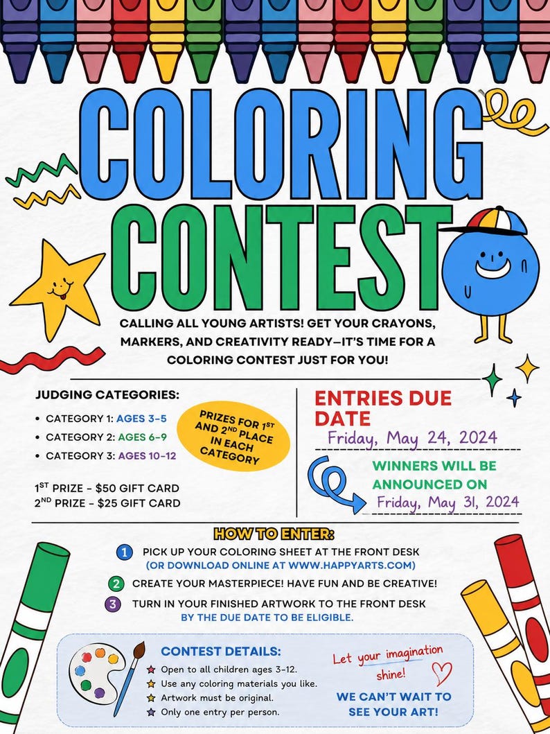 Editable Coloring Contest Flyer - Etsy