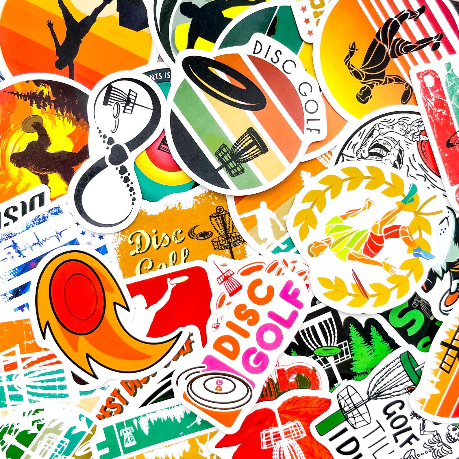 Pack of 50 Disc Golf Stickers, Funny Disc Throw Stickers, Retro Outdoor ...