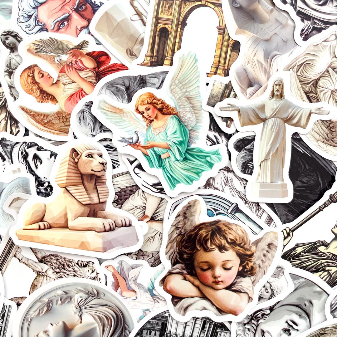 Pack of 50 Classical Statue Stickers, Angel Art Stickers, Greek ...