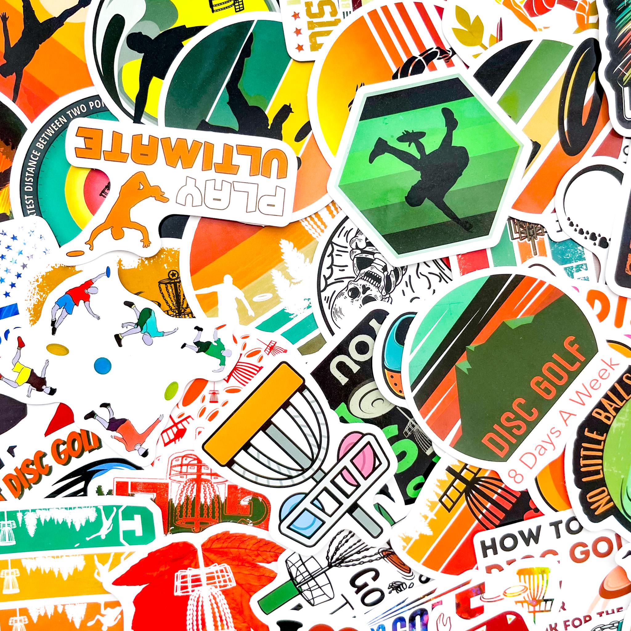 Pack of 50 Disc Golf Stickers, Funny Disc Throw Stickers, Retro Outdoor ...
