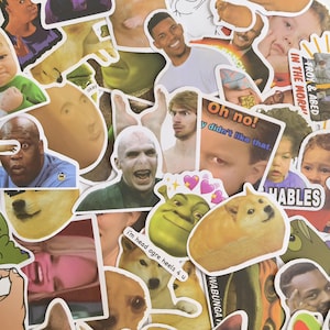 Pack of 50 Funny Meme Stickers, Reaction Face Stickers, Pop Culture ...