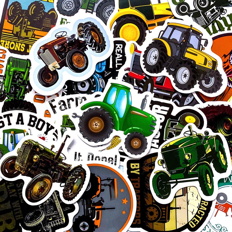 Pack of 50 Tractor Stickers, Farm Life Stickers, Agriculture Machine ...