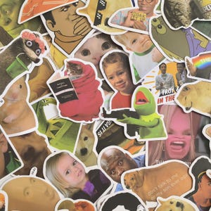 Pack of 50 Funny Meme Stickers, Reaction Face Stickers, Pop Culture ...