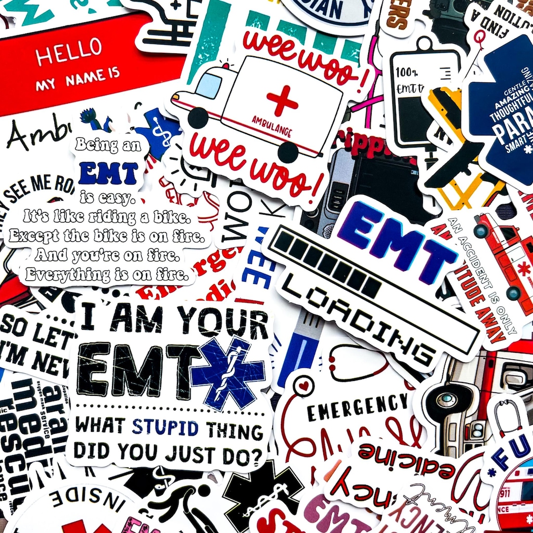 Pack of 50 EMT Stickers, Medical Rescue Stickers, Paramedic Humor ...