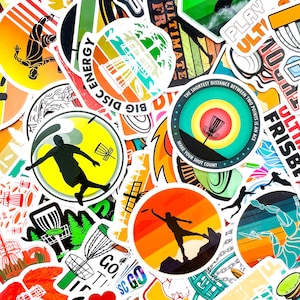 Pack of 50 Disc Golf Stickers, Funny Disc Throw Stickers, Retro Outdoor ...